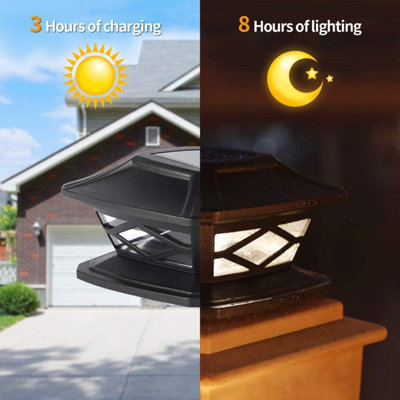 Solar LED Post Lights, Waterproof Square Cap Lamps for Garden Patio ...
