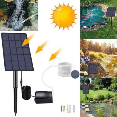 Solar Oxygen Pump w/2 Air Stone Pond Air Pump Water Oxygen Pump Aerator ...