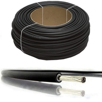 Solar Panel Black 4mm PV Cable DC Rated Insulated Wire (50 Meters Drum ...