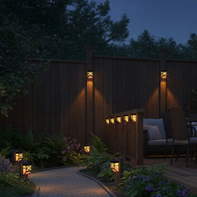Solar Panel Fence LED Wall Light Outdoor Waterproof Garden Security Lamp
