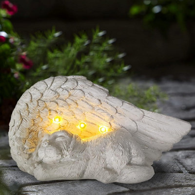 Solar Pet Memorial Stone with LED Lights, Garden Decor for Honoring ...