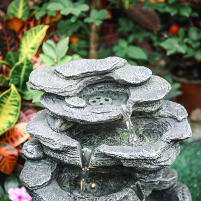 Solar Power Garden Water Fountain Outdoor LED Lighted Waterfall ...