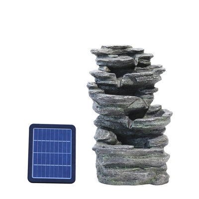 Solar Power Garden Water Fountain Outdoor LED Lighted Waterfall ...