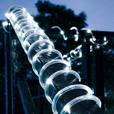 Solar Power LED Rope Tube String Fairy Lights Strip Waterproof Garden ...