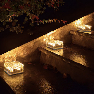 Solar-Powered Acrylic LED Warm Light Brick Floor Tile Outdoor Light