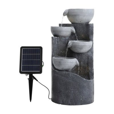 Solar Powered Cascading Rockery Garden Water Feature Garden Layered LED ...