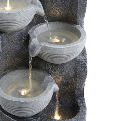 Solar Powered Cascading Rockery Garden Water Feature Garden Layered LED ...
