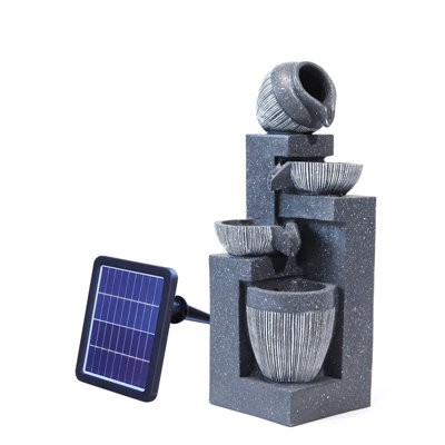 Solar Powered Cascading Water Feature Garden Layered LED Fountain ...