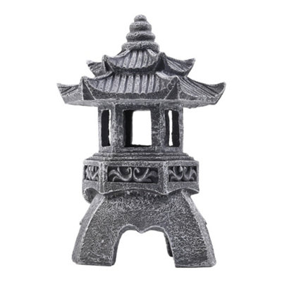 Solar Powered Chinese Zen Palace Lamp Garden Ornament Resin Statue ...