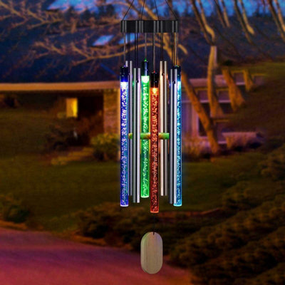 Solar-Powered Color-Changing LED Spiral Spinner, Wind Chime Light for ...