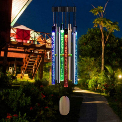 Solar-Powered Color-Changing LED Spiral Spinner, Wind Chime Light for ...