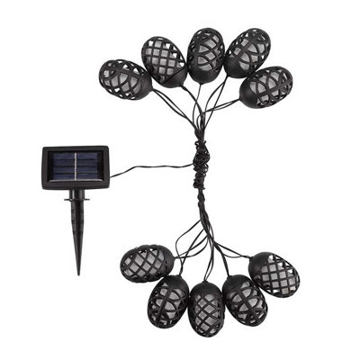 Solar Powered Flame Effect LED Lantern String Lights - Outdoor Garden ...