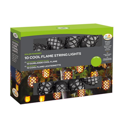 Solar Powered Flame Effect LED Lantern String Lights - Outdoor Garden ...