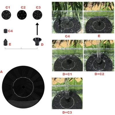 Solar Powered Floating Pump Water Fountain Bird Bath Pond Pool Garden ...