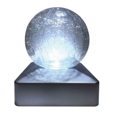 Solar Powered Garden LED Crackle Glass Ball Lights, Post Deck Cap Fence ...