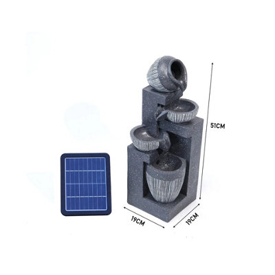 Solar-Powered Garden Water Fountain with LED Lights Indoor & Outdoor ...