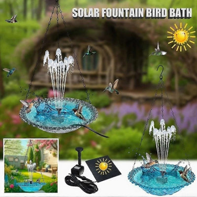 Solar Powered Hanging Bird Bath Feeder Fountain for Garden