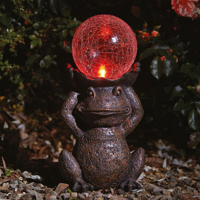 Solar Powered LED Frog Garden Ornament - Hand Painted Polyresin ...
