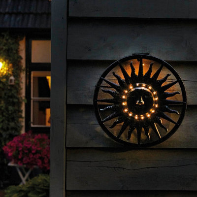 Solar Powered LED Light Up Sun Ornament - Weatherproof Outdoor Garden ...