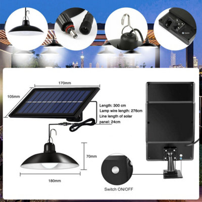 Solar Powered LED Outdoor Hanging Shed Light with Remote