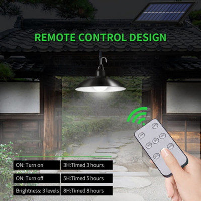 Solar Powered LED Outdoor Hanging Shed Light with Remote