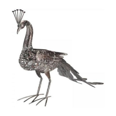 Solar Powered Light Up Peacock With LED Lights Copper Effect Metal ...