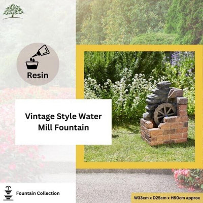 Solar Powered Mill Water Fountain 50cm