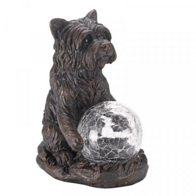Solar Powered Multicoloured LED Dog Statue Garden Ornament