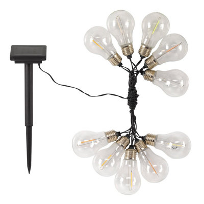 Solar Powered Neon-Esque Lightbulb String Lights - Weatherproof Outdoor ...