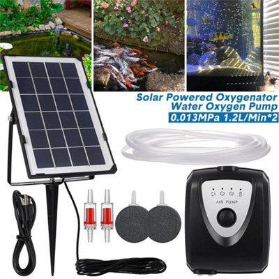 Solar Powered Oxygenator Air Stone Aerator Pond Water Oxygen Pump