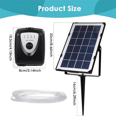 Solar Powered Oxygenator Air Stone Aerator Pond Water Oxygen Pump