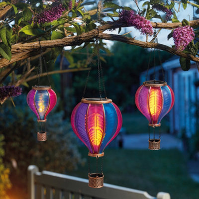 Solar Powered Pink Aurora Flaming Balloon Lantern - Weatherproof ...
