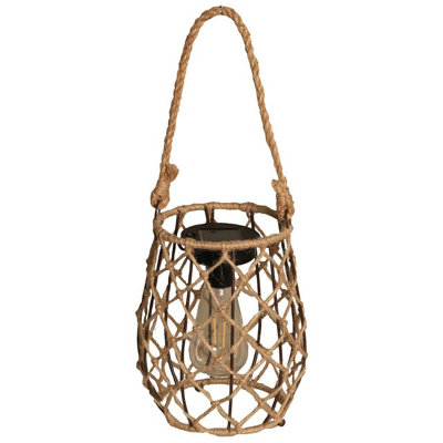 Solar Powered Sardengna Natural Rope Lantern - Weatherproof ...