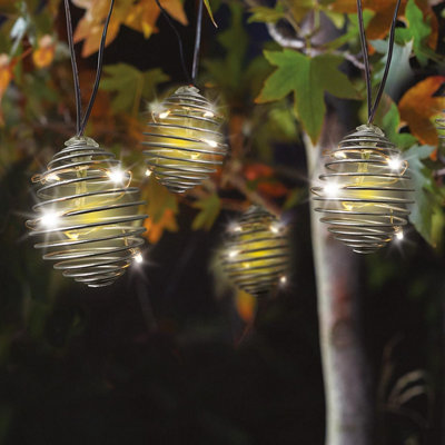 Solar Powered Spiral Lantern LED String Fairy Lights - Outdoor Garden ...
