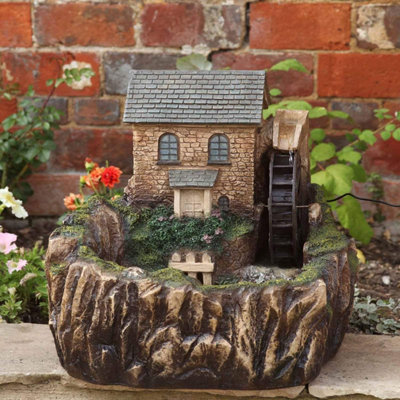 Solar Powered Water Mill Water Feature Fountain Decorative Ornament for ...