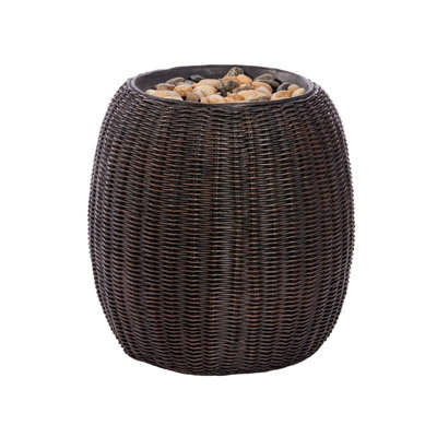 Solar Powered Water Weave Fountain - Hand-Painted Rattan Bowl Outdoor ...
