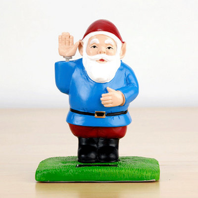 Solar Powered Waving Gnome Garden Ornament