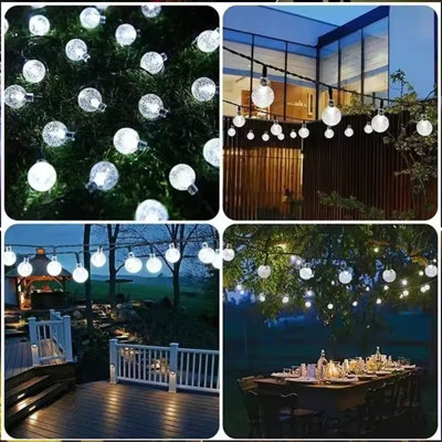 Solar String Lights Outdoor Crystal Fairy Light Chritmas Garland 8 ...