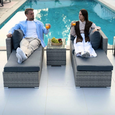 Solara Grey 5 Piece Modular Outdoor Garden Set Corner Chairs Padded Seats