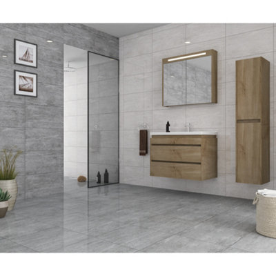 Soleil Grey Travertine Effect Glossy 300mm x 600mm Ceramic Wall Tiles ...