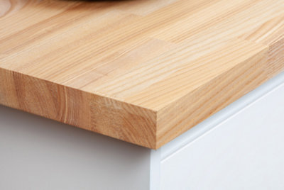 Solid Ash Wood Worktop 3M x 635mm x 40mm - Premium Real Wooden Timber ...