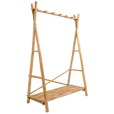Solid Bamboo Wood Hall Tree Exotic Boho Entryway