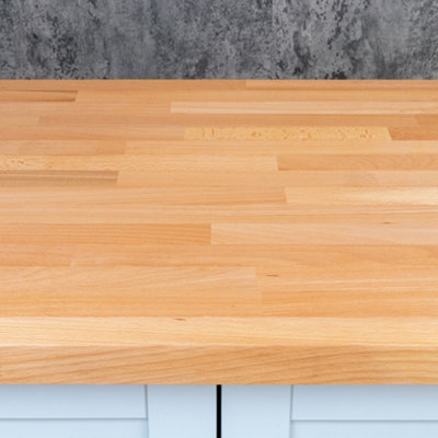 Solid Beech Worktop 4m x 620mm x 27mm - Premium Solid Wood Kitchen ...