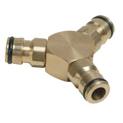 Solid Brass 3 Way 1/2 Inch Male Water Hose Pipe Splitter Adapter Y T ...