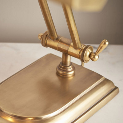 Solid Brass Adjustable Antique Table Lamp Task Light - Twin LED Bulb ...