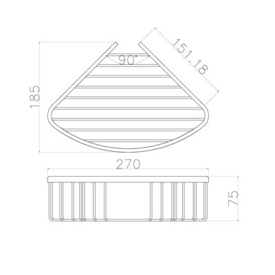 Solid Brass Single Corner Chrome Shower Basket