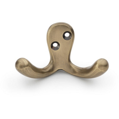 SOLID BRASS Victorian Double Robe Coat Hook - Wall Mounted Holder ...