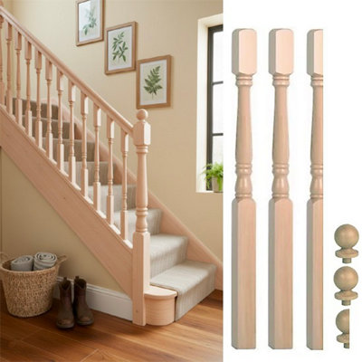 Solid Hemlock Complete 90mm Georgian Newel Post Kit Inc Cap's UK ...