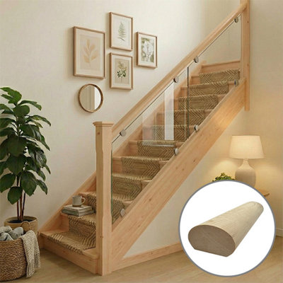 Solid Hemlock Handrail Oval 1.2m - No Groove UK Manufactured ...