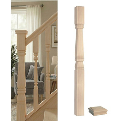 Solid Hemlock Newel Post Provincial 90mm Inc Cap UK Manufactured ...